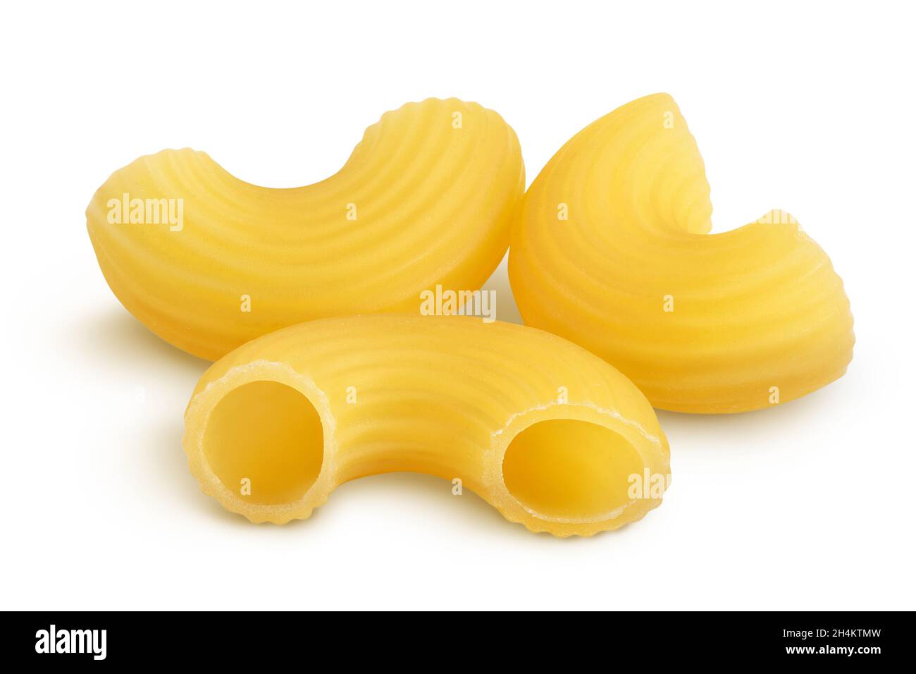 raw macaroni pasta isolated on white background with clipping path and ...