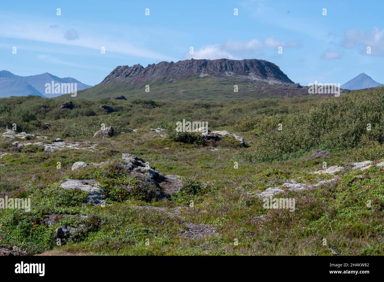 Landscape of Eldborg crater extinct volcano Borgarnes South Iceland ...