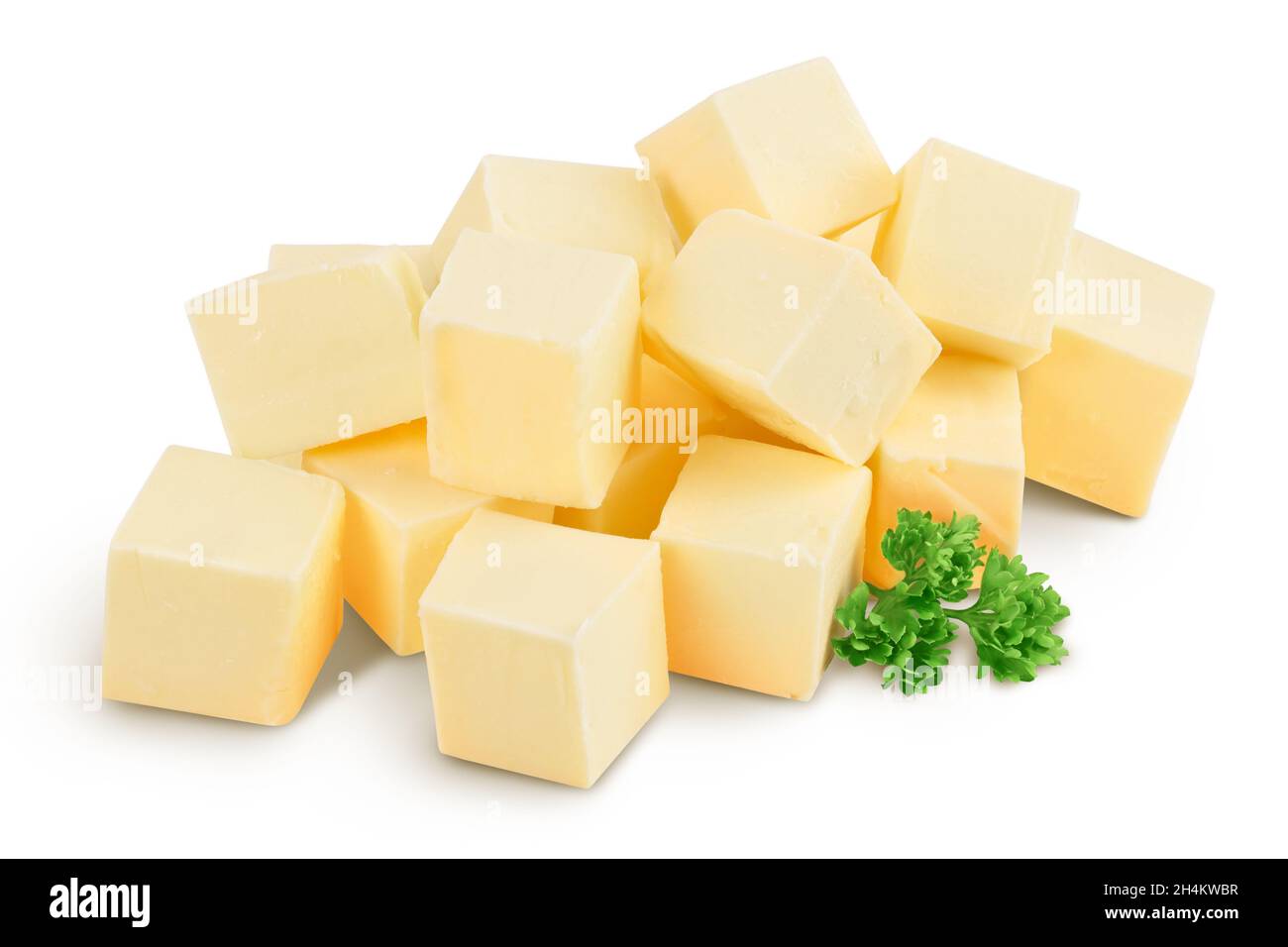 butter cube isolated on white background with clipping path and full ...