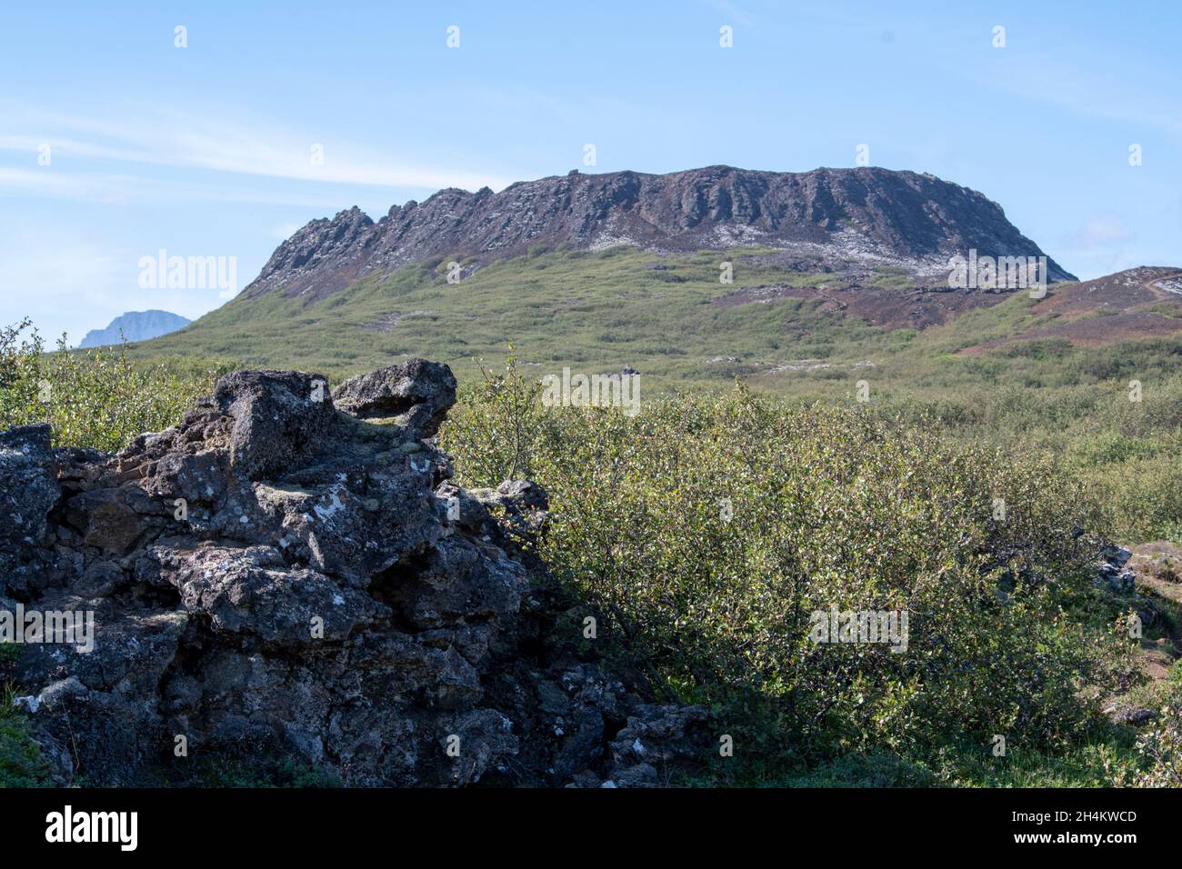 Landscape of Eldborg crater extinct volcano near Borgarnes Iceland ...