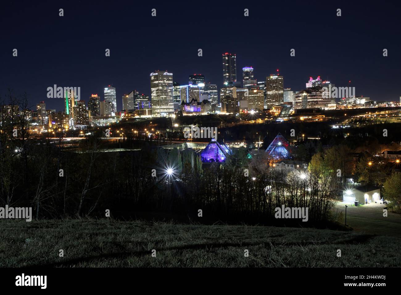 The city of Edmonton downtown skyline at night Stock Photo - Alamy
