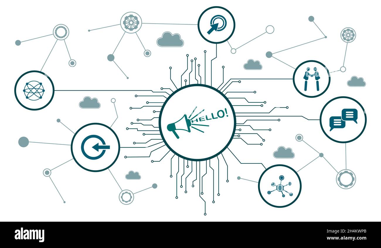 Concept of introduction with connected icons Stock Photo - Alamy