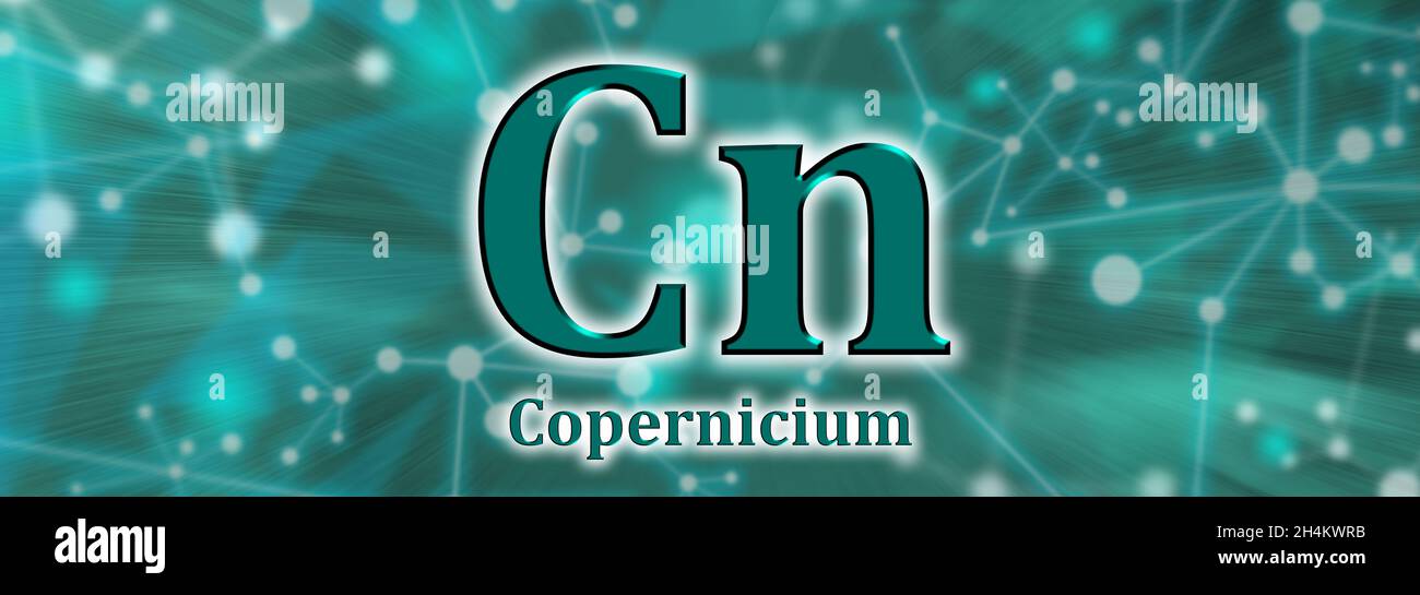 Cn symbol. Copernicium chemical element on green network background ...