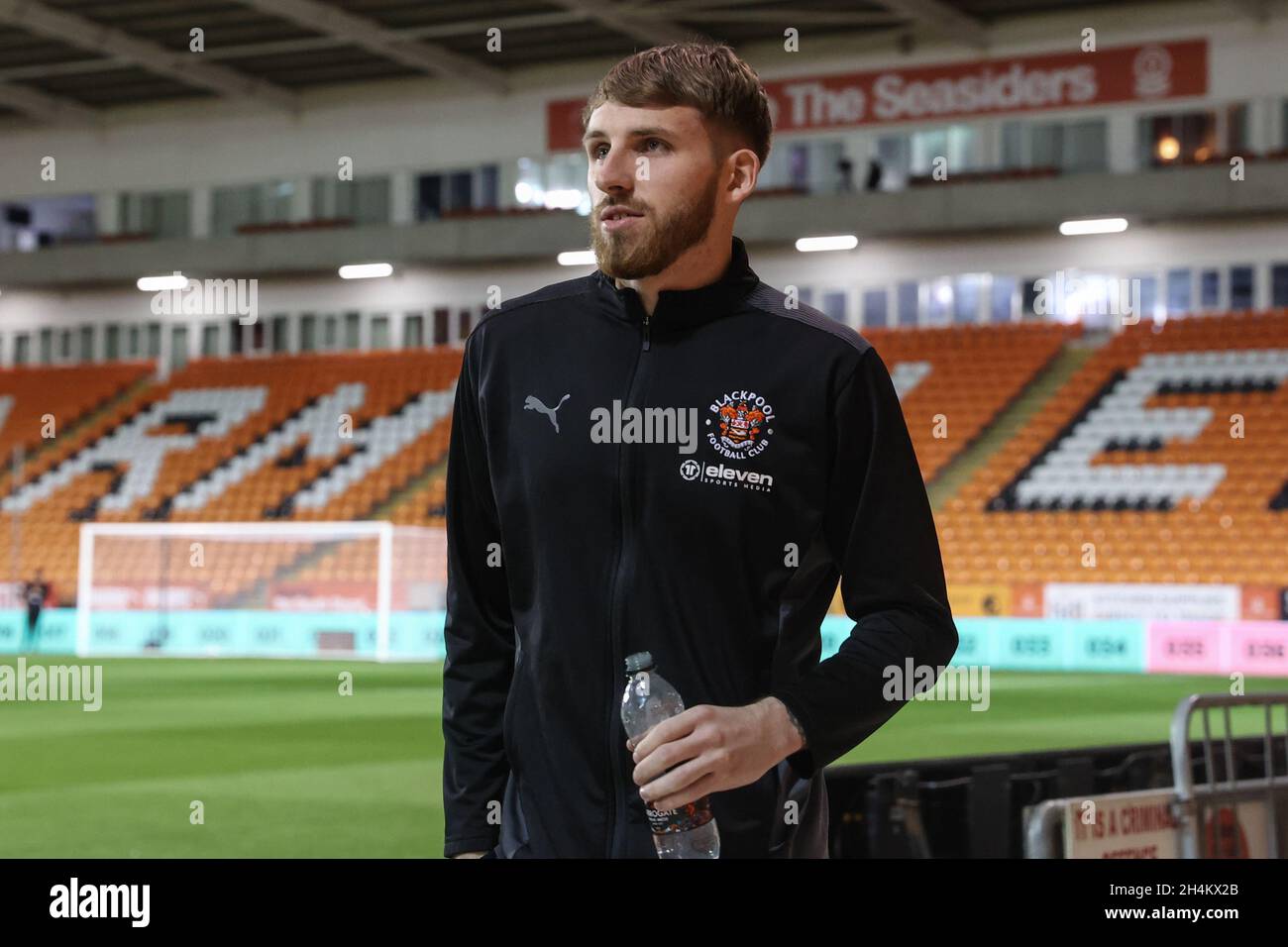 Daniel Grimshaw #32 of Blackpool arrives at Bloomfield Road Stock Photo ...
