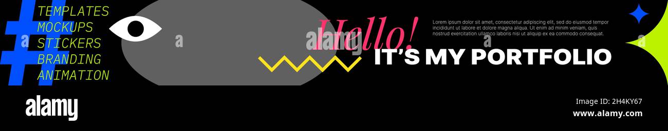 Header for Portfolio with a Spot for Photo. Horizontal Banner for ...