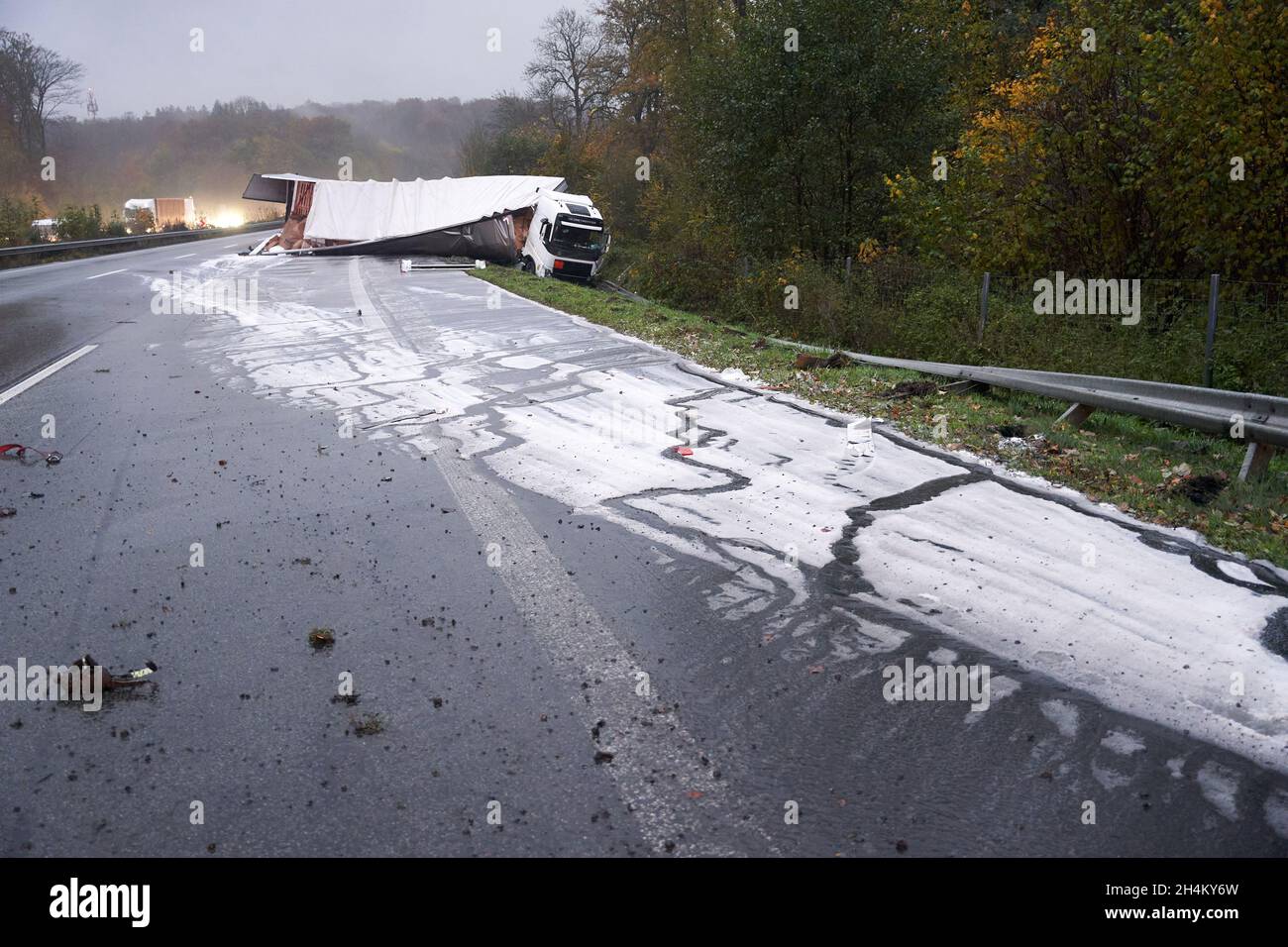 Dierdorf, Germany. 03rd Nov, 2021. A hazardous goods lorry loaded with ...