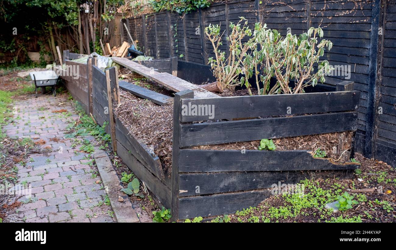 Old wooden compost bins Stock Photo - Alamy