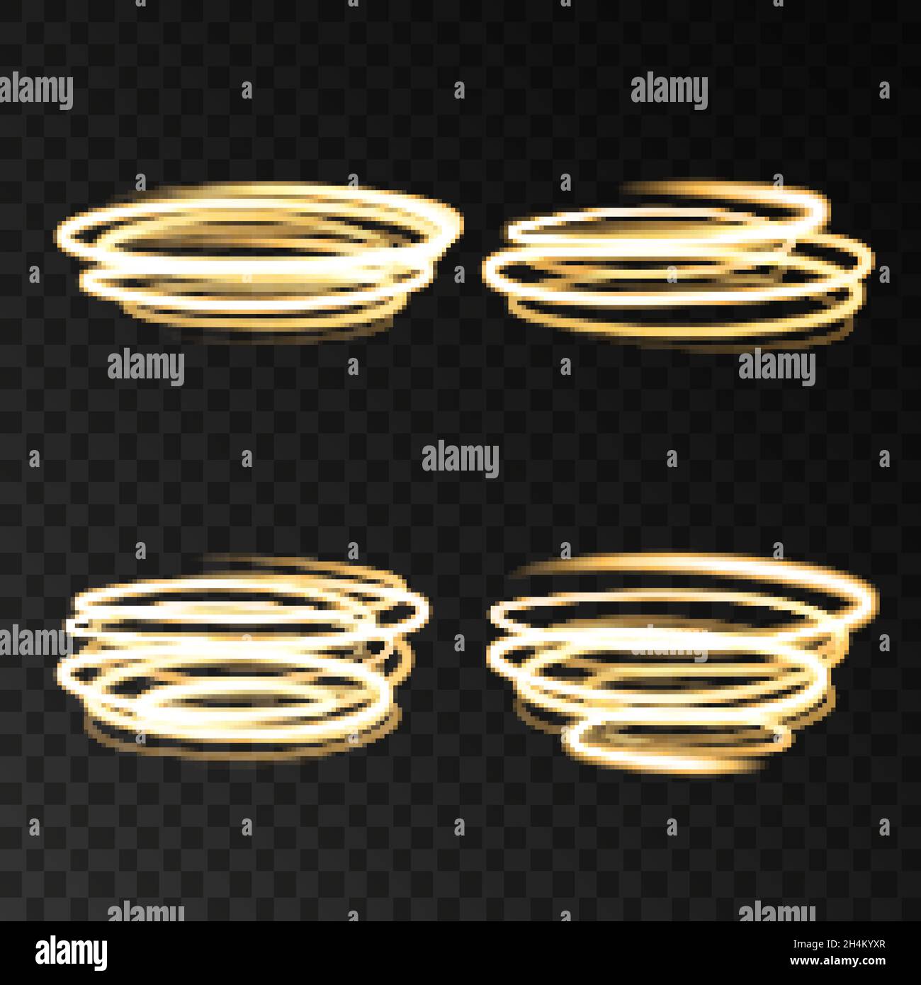 Golden neon swirling circles speed motion lights effects isolated on ...