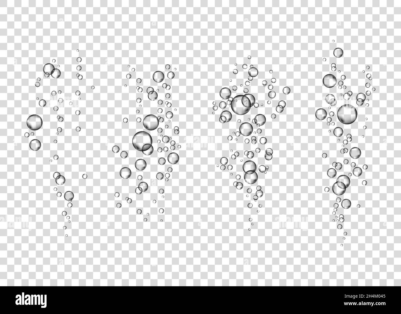 Underwater fizzing air bubbles stream on transparent background. Fizzy drink. Soda pop ...