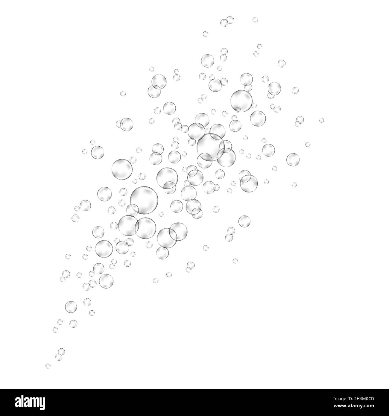 Realistic air bubbles stream on white background. Oxygen in water, sea ...