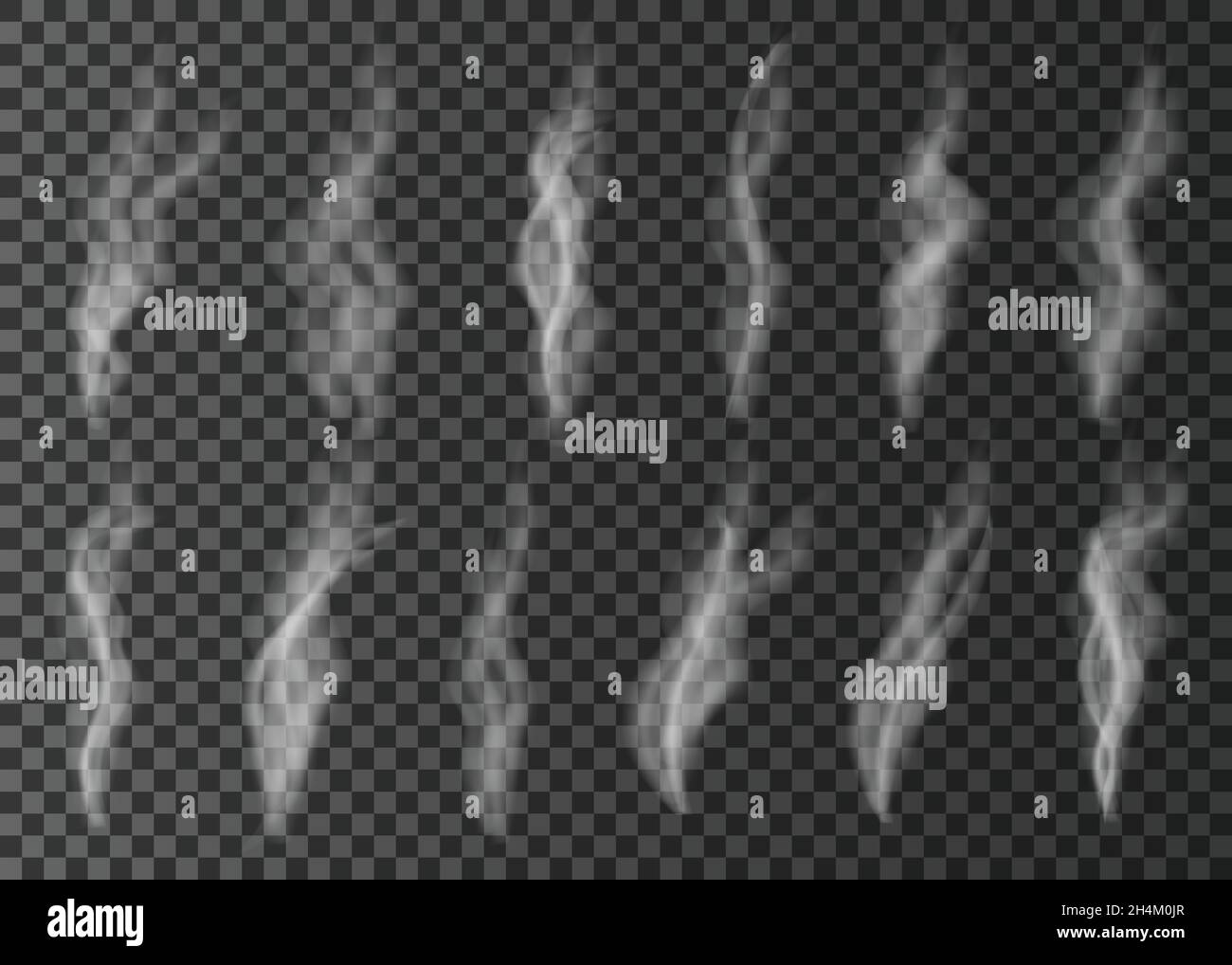 Steam from a cup of coffee or tea. White cigarette smoke isolated on ...