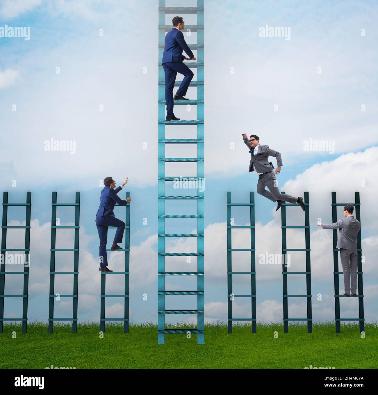 The competition concept with businessman beating competitors Stock ...