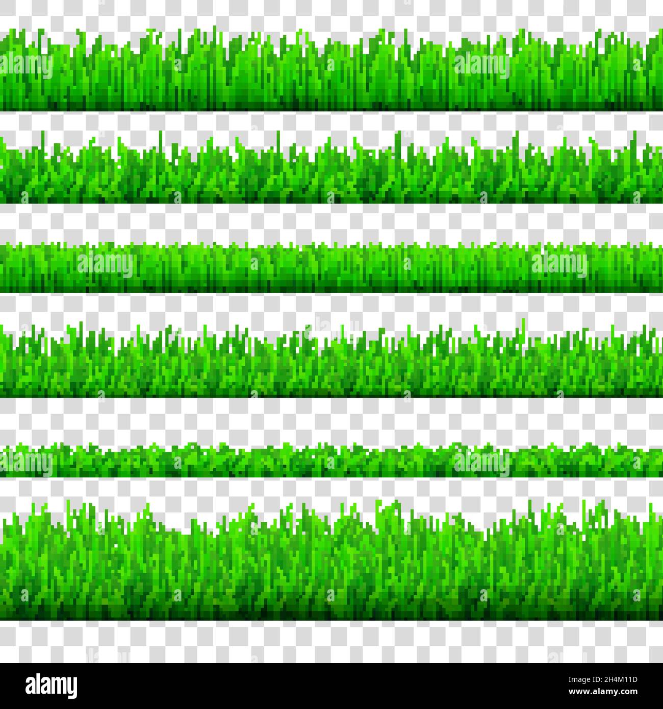 Spring green grass borders set isolated on transparent background ...