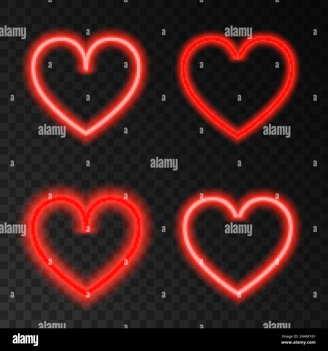 Neon red heart. Love. Light effect for Happy Valentine's Day banner ...