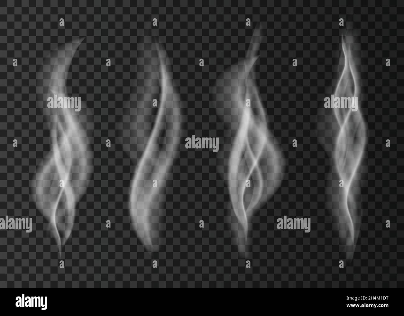 Smoke from a cup of coffee or tea.White steam isolated on transparent ...