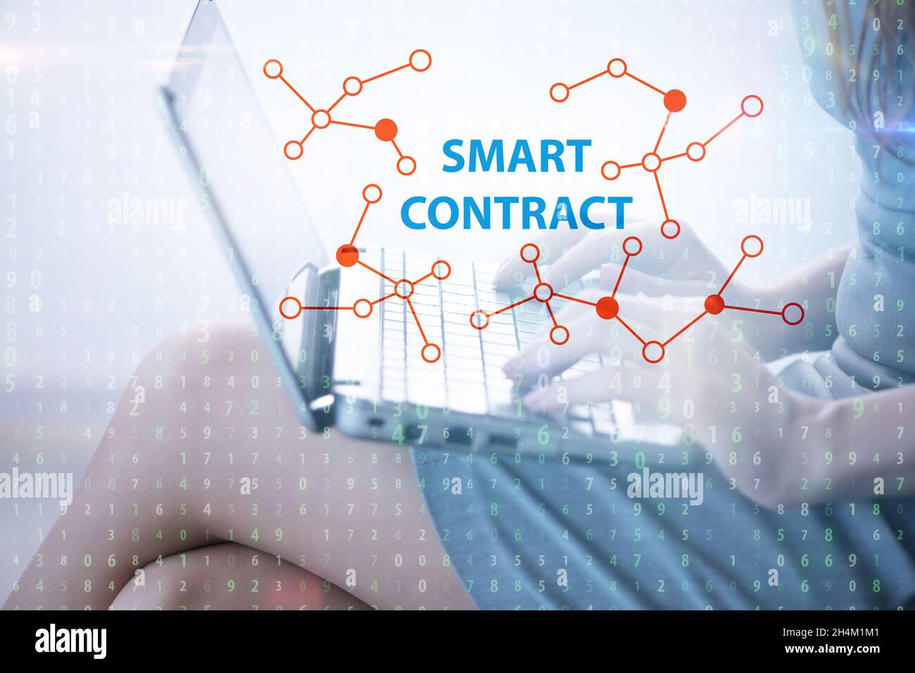Smart contract as the illustration of blockchain concept Stock Photo ...