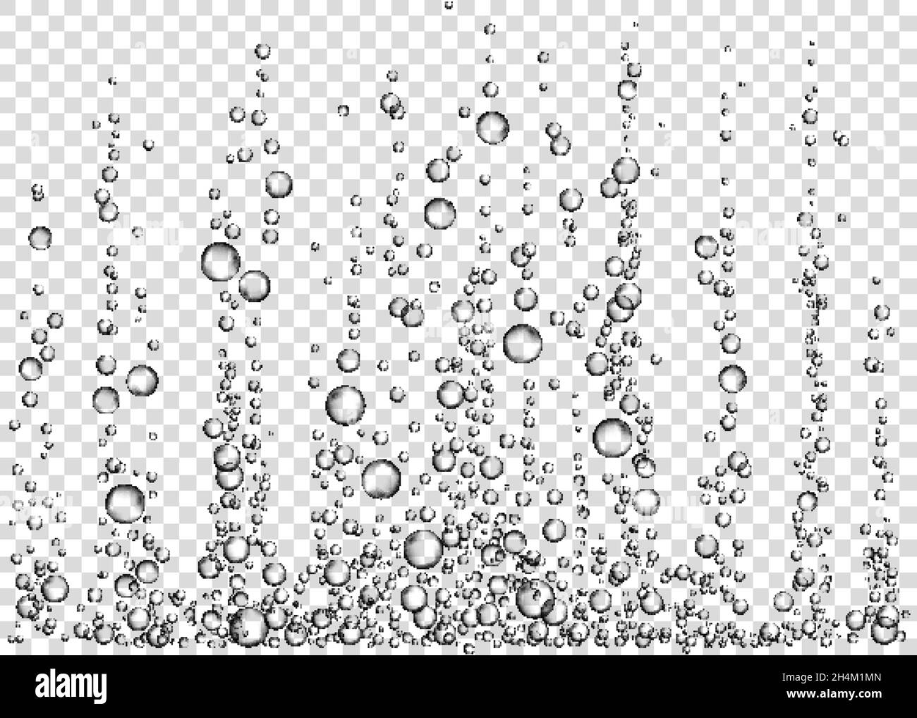 Champagne. Realistic 3d fizzy drink. Underwater fizzing air bubbles on white background. Soda ...