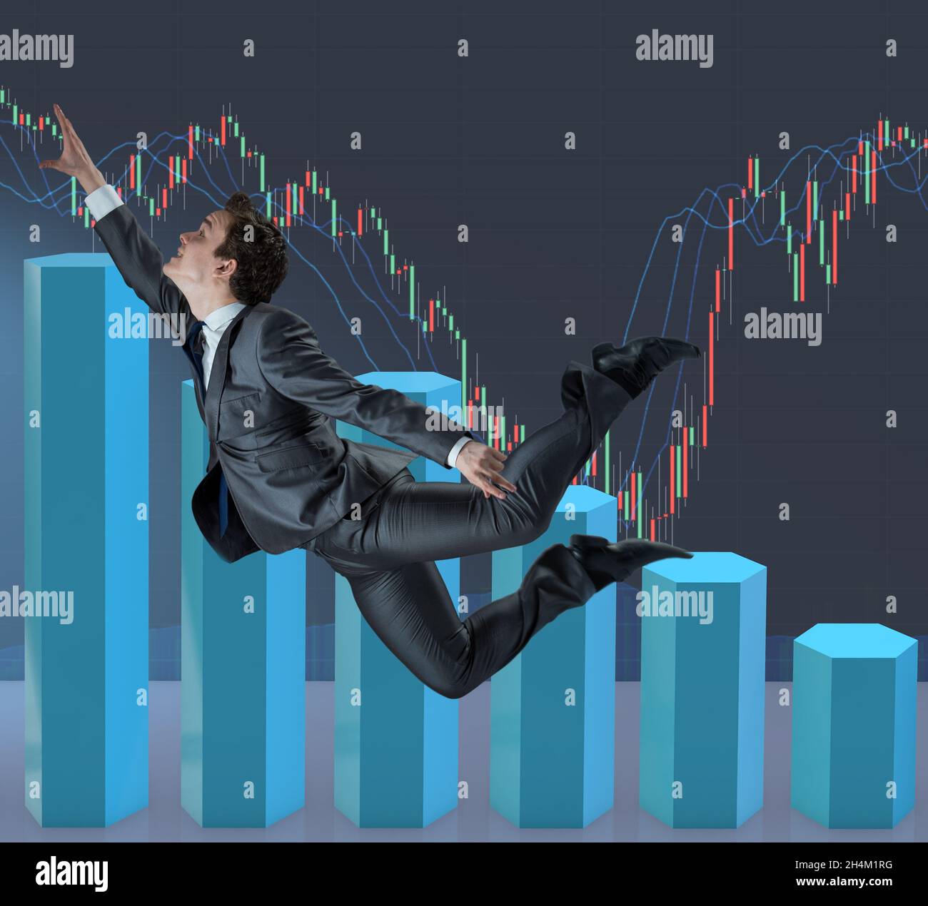 The businessman jumping in business concept Stock Photo - Alamy