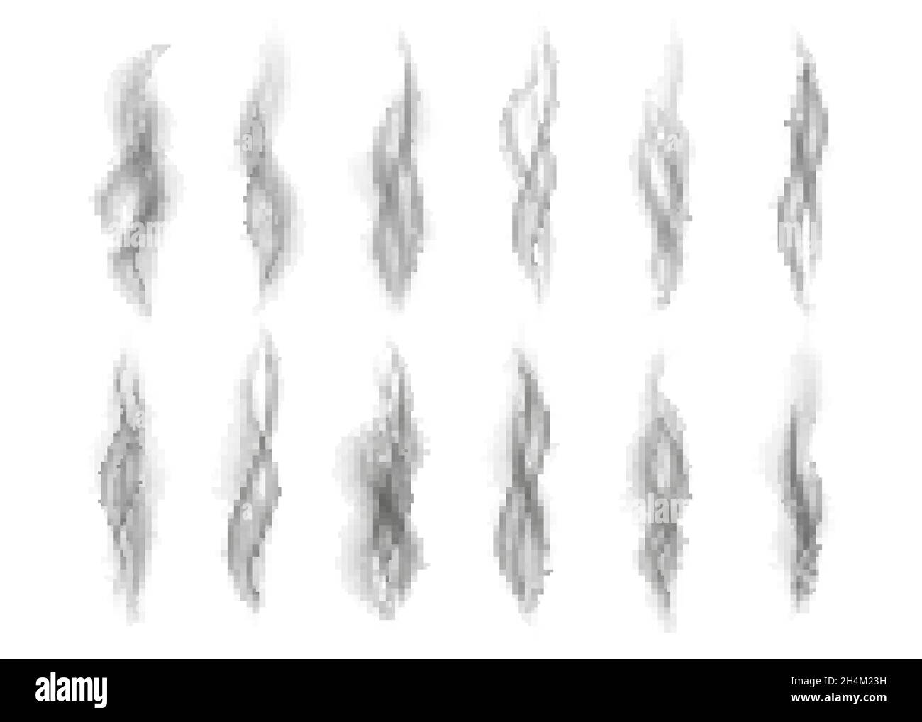 Gray fire smoke isolated on white background. Dark steam. Realistic ...