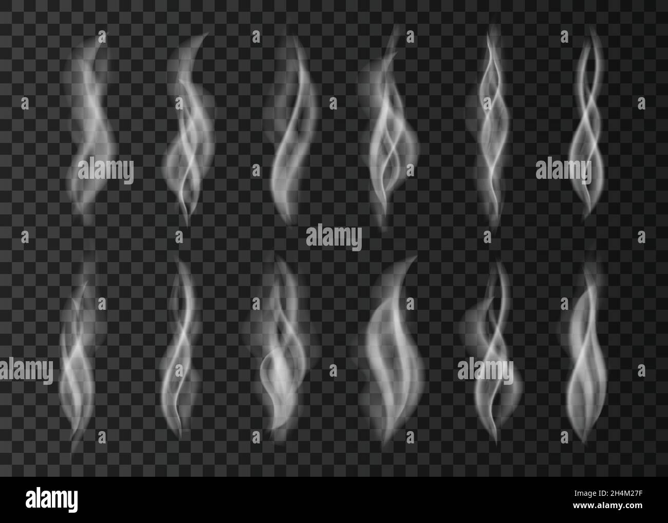 White smoke isolated on transparent background. Hot steam from a cup of ...