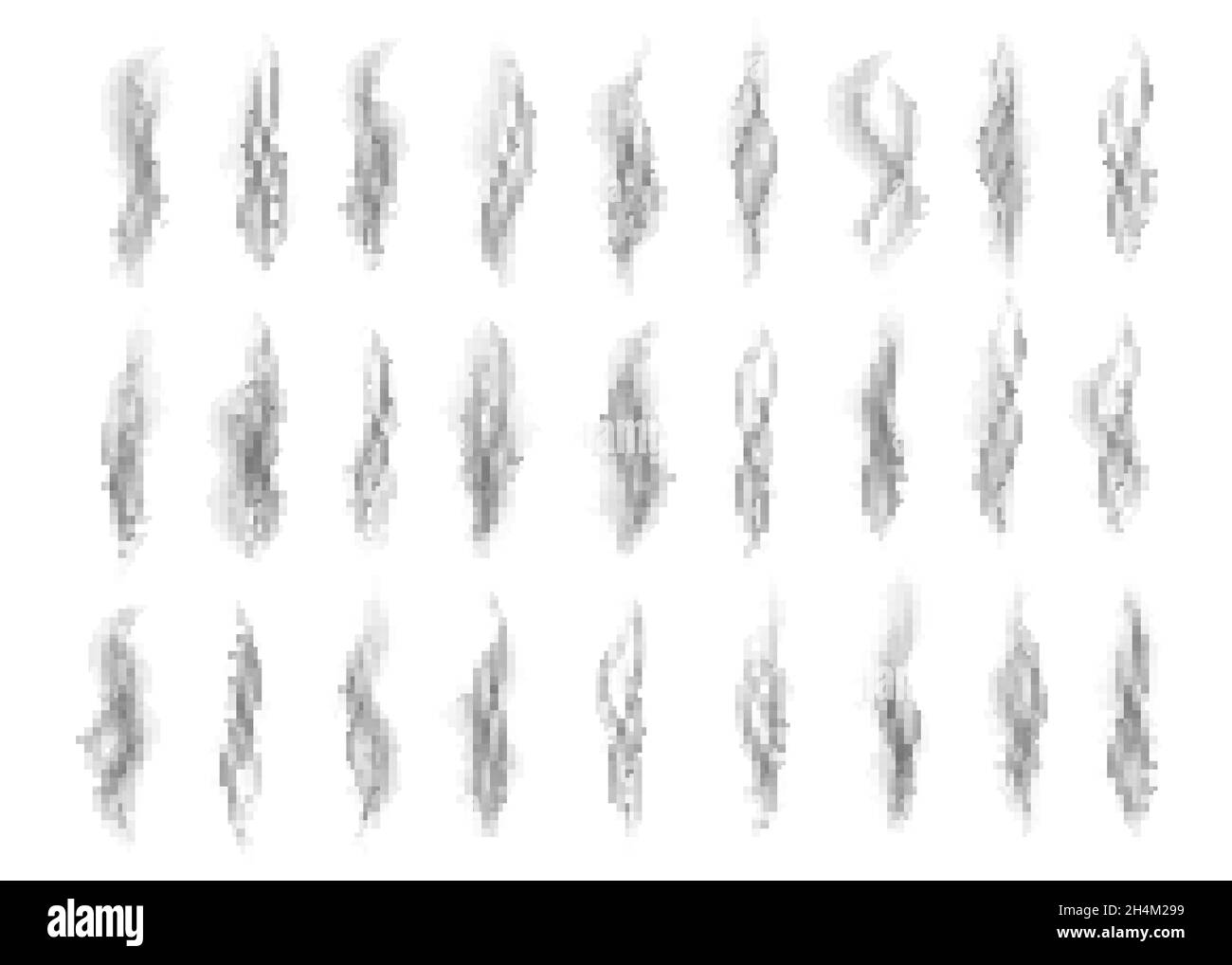 Gray fire smoke isolated on white background. Dark steam. Realistic ...