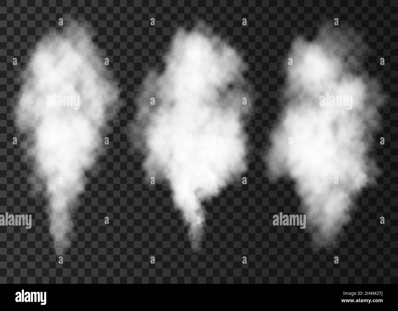 White smoke puff collection isolated on transparent background. Steam ...