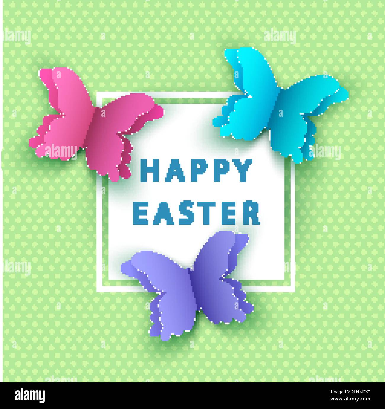 Happy easter background with paper colorful butterfly. Spring ...
