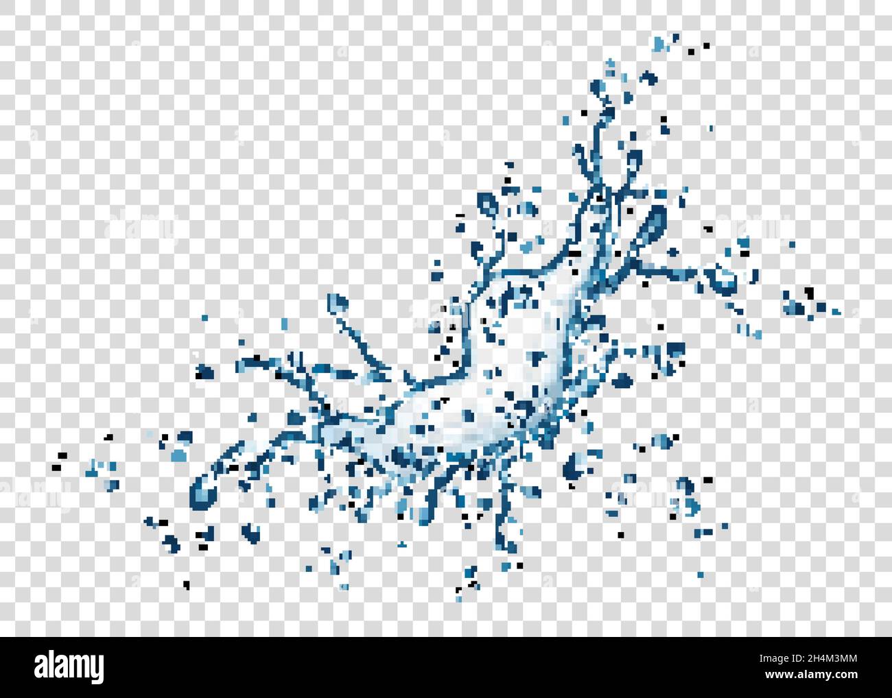 Realistic blue water splash and drops isolated on transparent background. Vector texture Stock ...