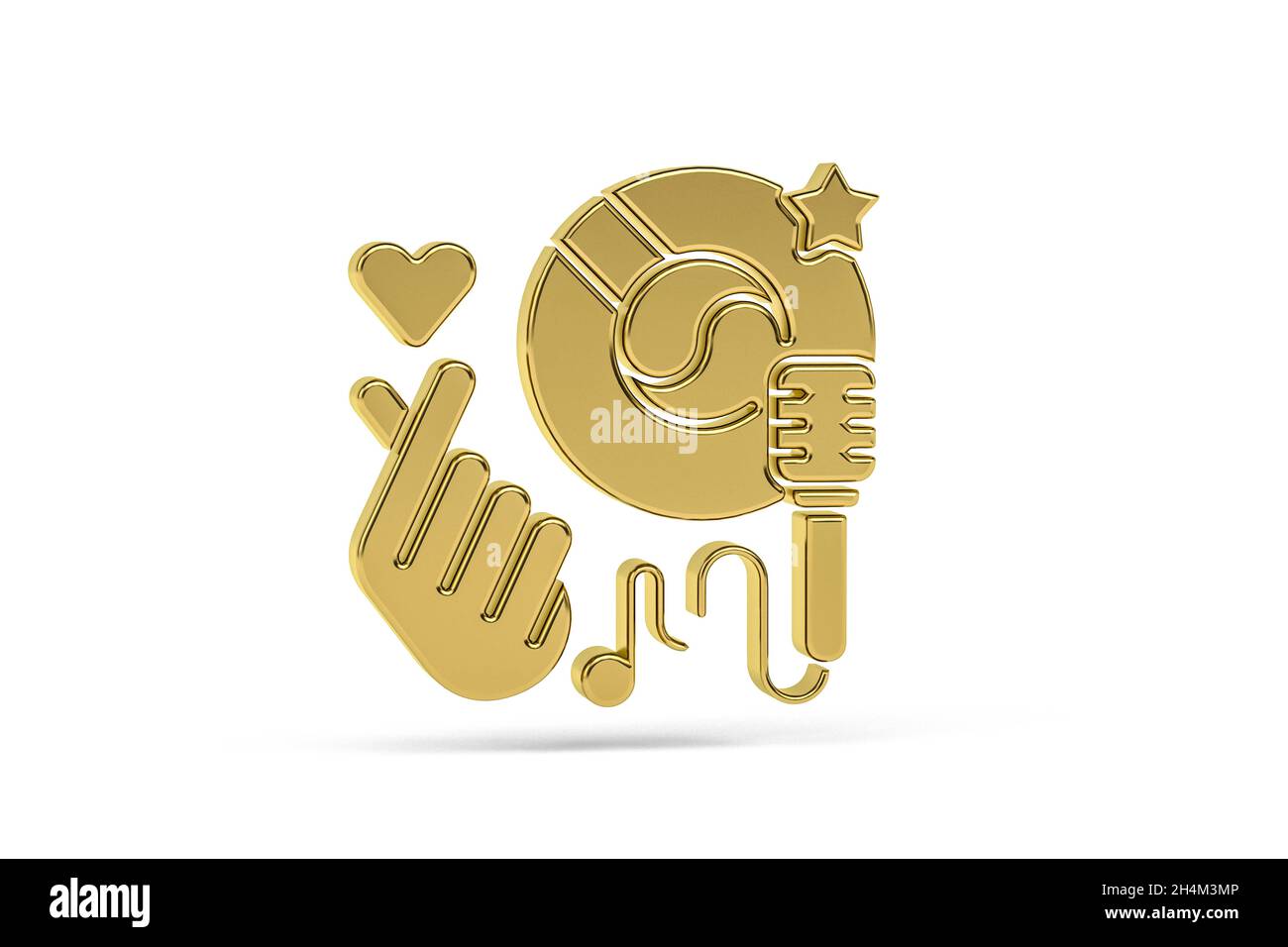 Golden 3d pop music icon isolated on white background - 3d render Stock ...