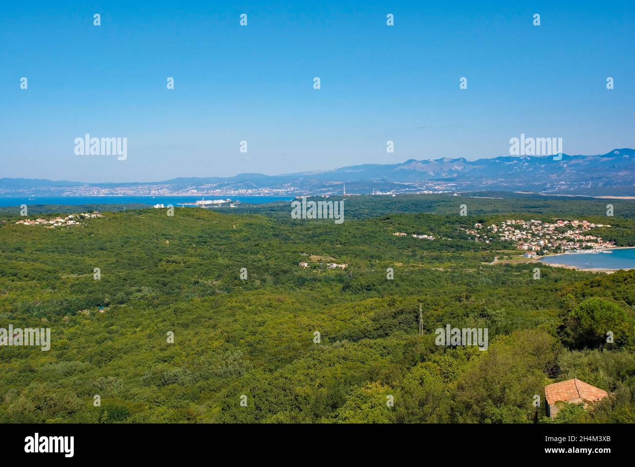 The landscape ♂0ear the medieval hill village Dobrinj on Krk island in ...