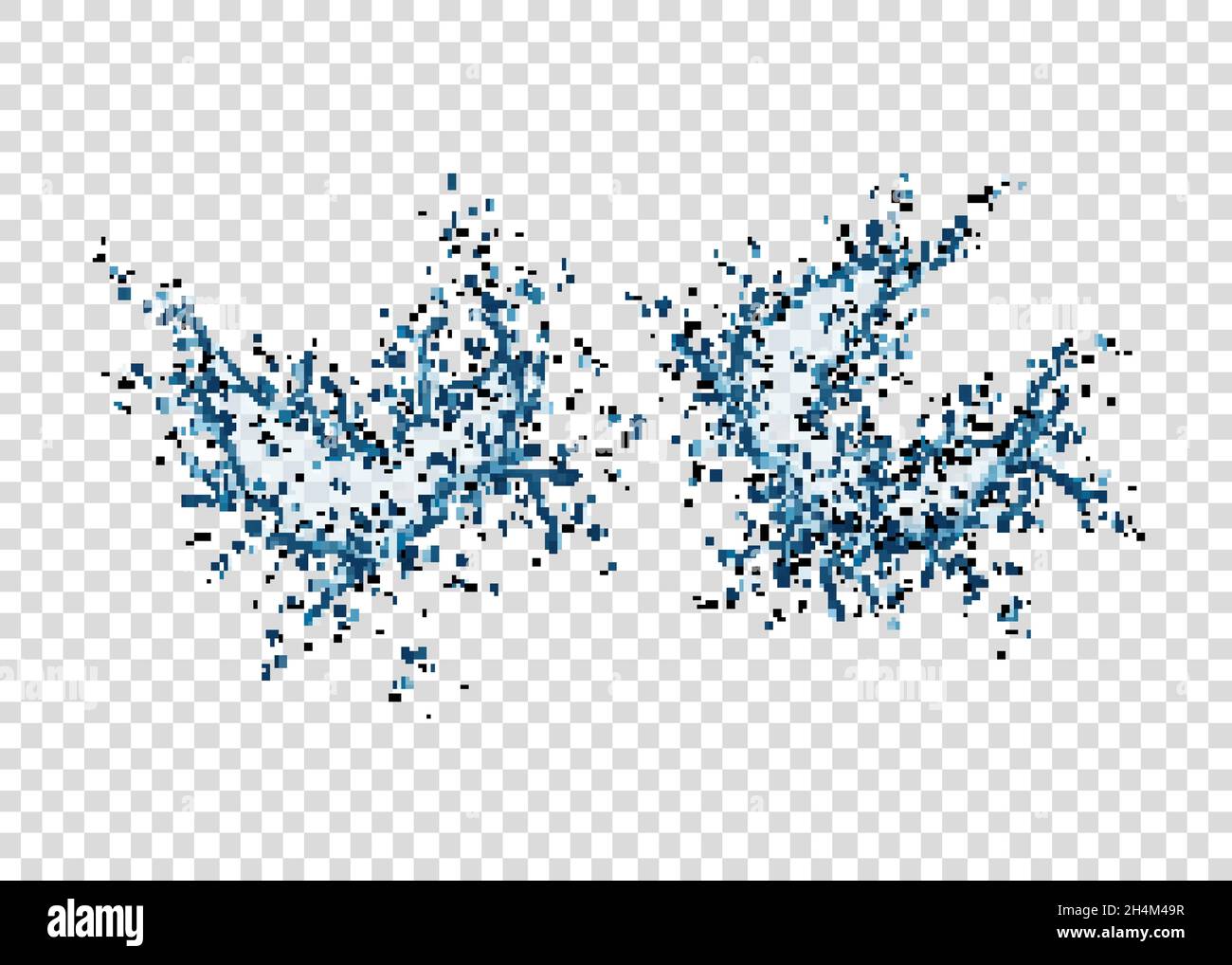 Realistic blue water splash and drops isolated on transparent background. Vector texture Stock ...