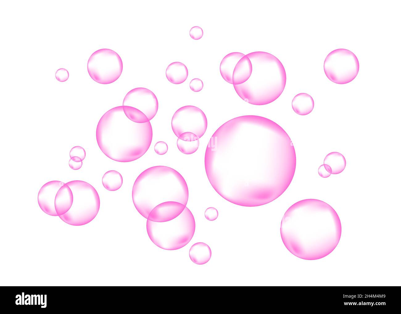 Fizzing air or water pink bubbles on white background. Dream. Fizzy ...