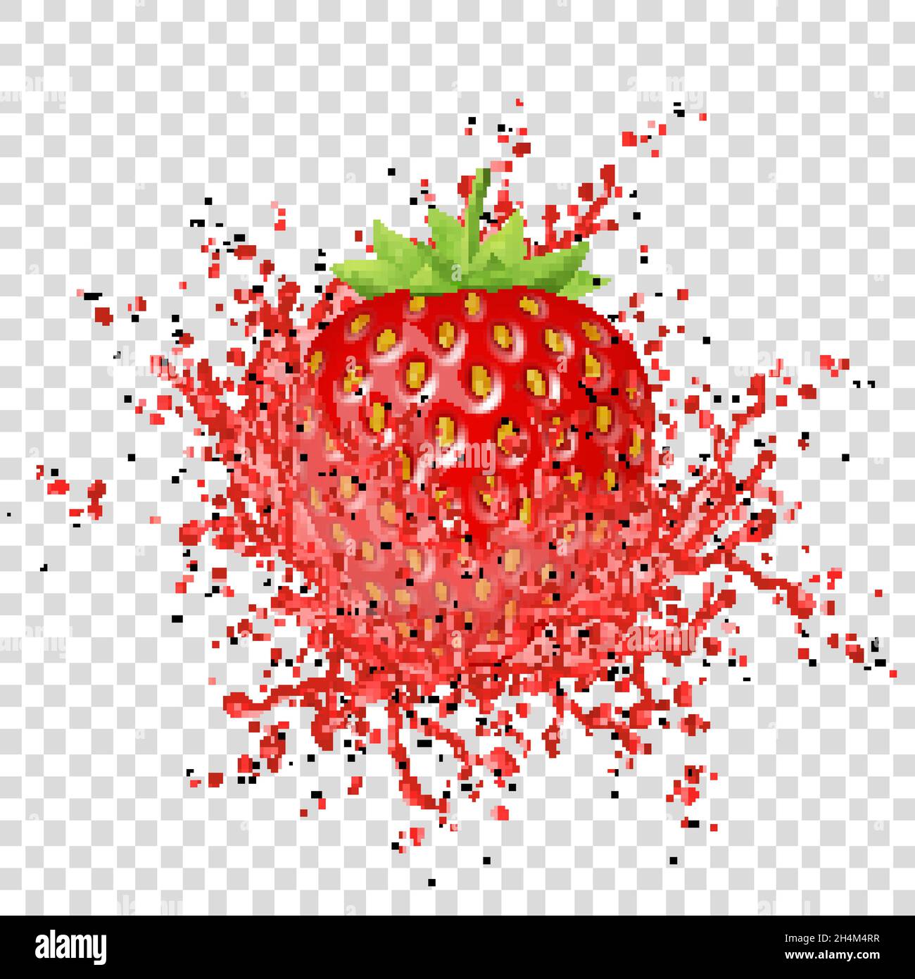 Strawberry juice splash. Realistic sweet fresh fruit. Vector Stock ...