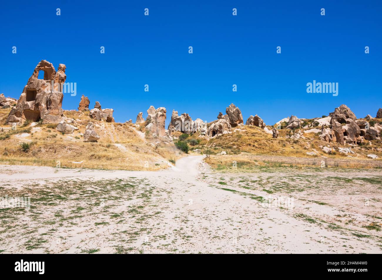 Fairy Chimneys around the Goreme town in Cappadocia Turkey. Peri ...