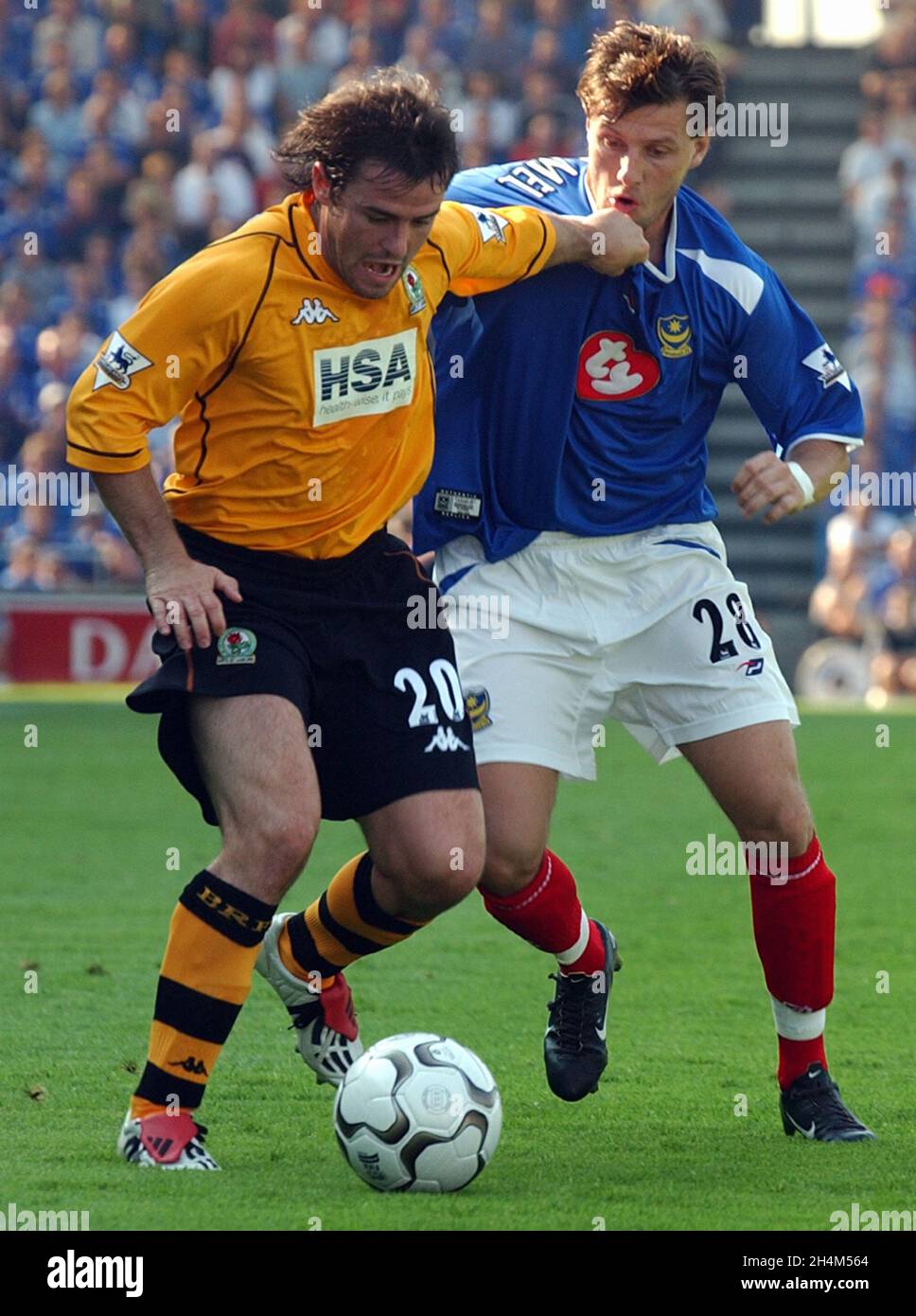 PORTSMOUTH V BLACKBURN BARRY FERGUSON HOLDS OFF SEBASTIAN SCHEMMEL PIC ...