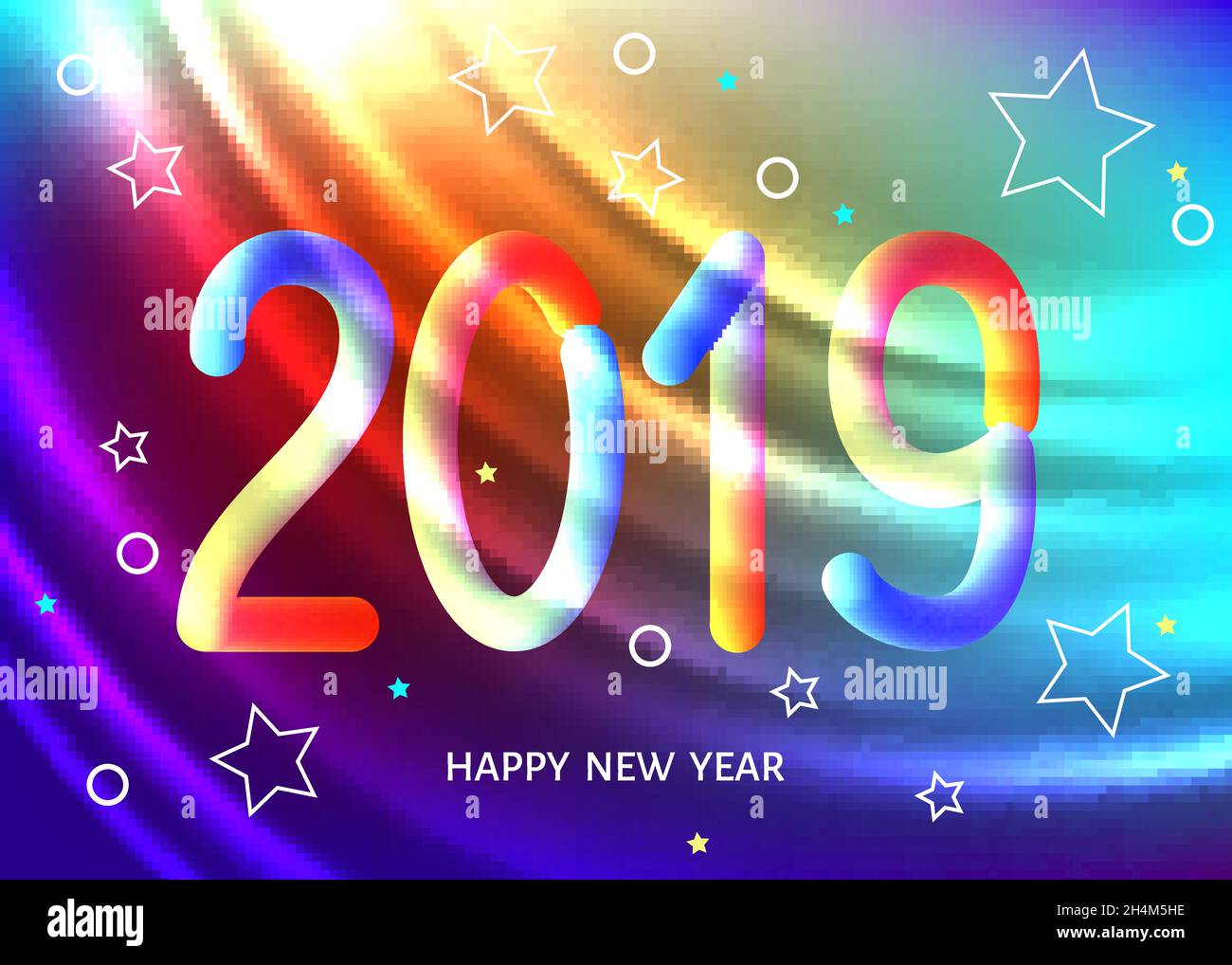 Blue neon color happy new Stock Vector Images - Alamy