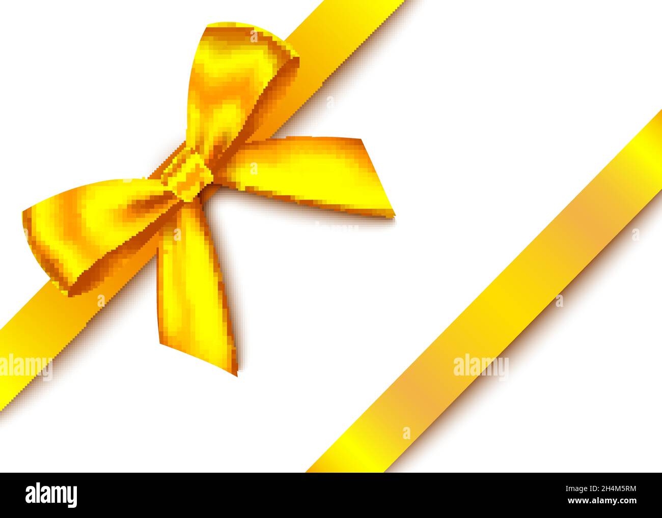 Gold realistic gift bow with horizontal ribbon isolated on white ...