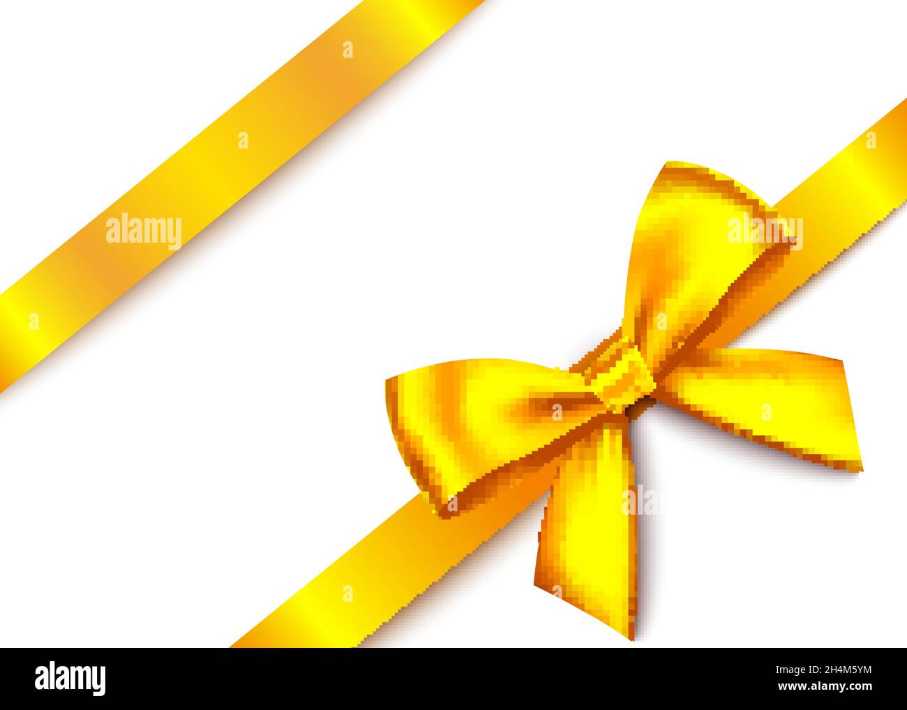 Gold realistic gift bow with horizontal ribbon isolated on white ...