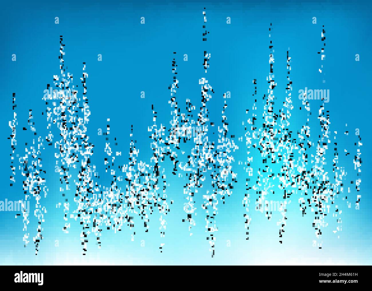 Underwater fizzing air, water or oxygen bubbles on blue background ...