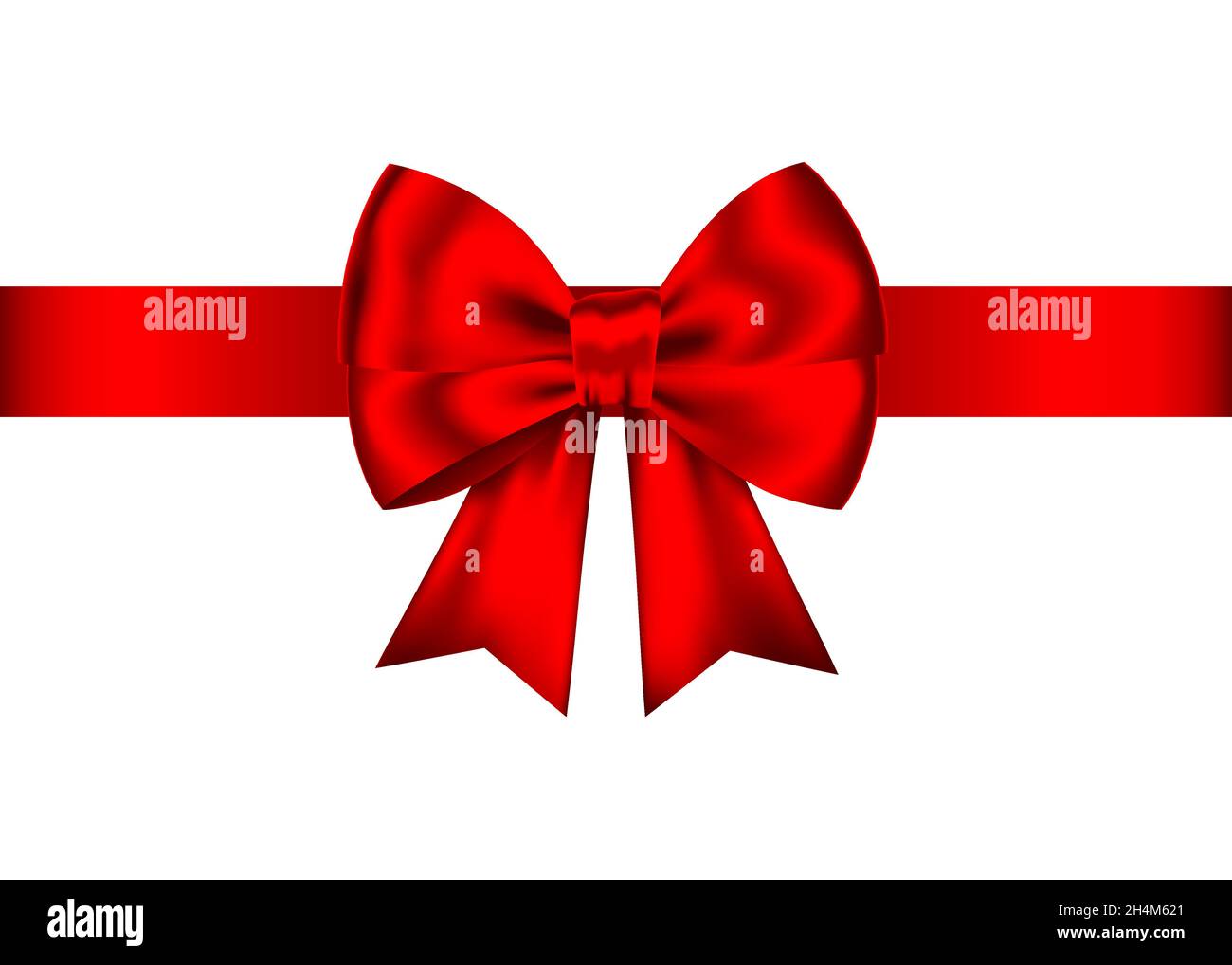 Red realistic gift bow with horizontal ribbon isolated on white ...