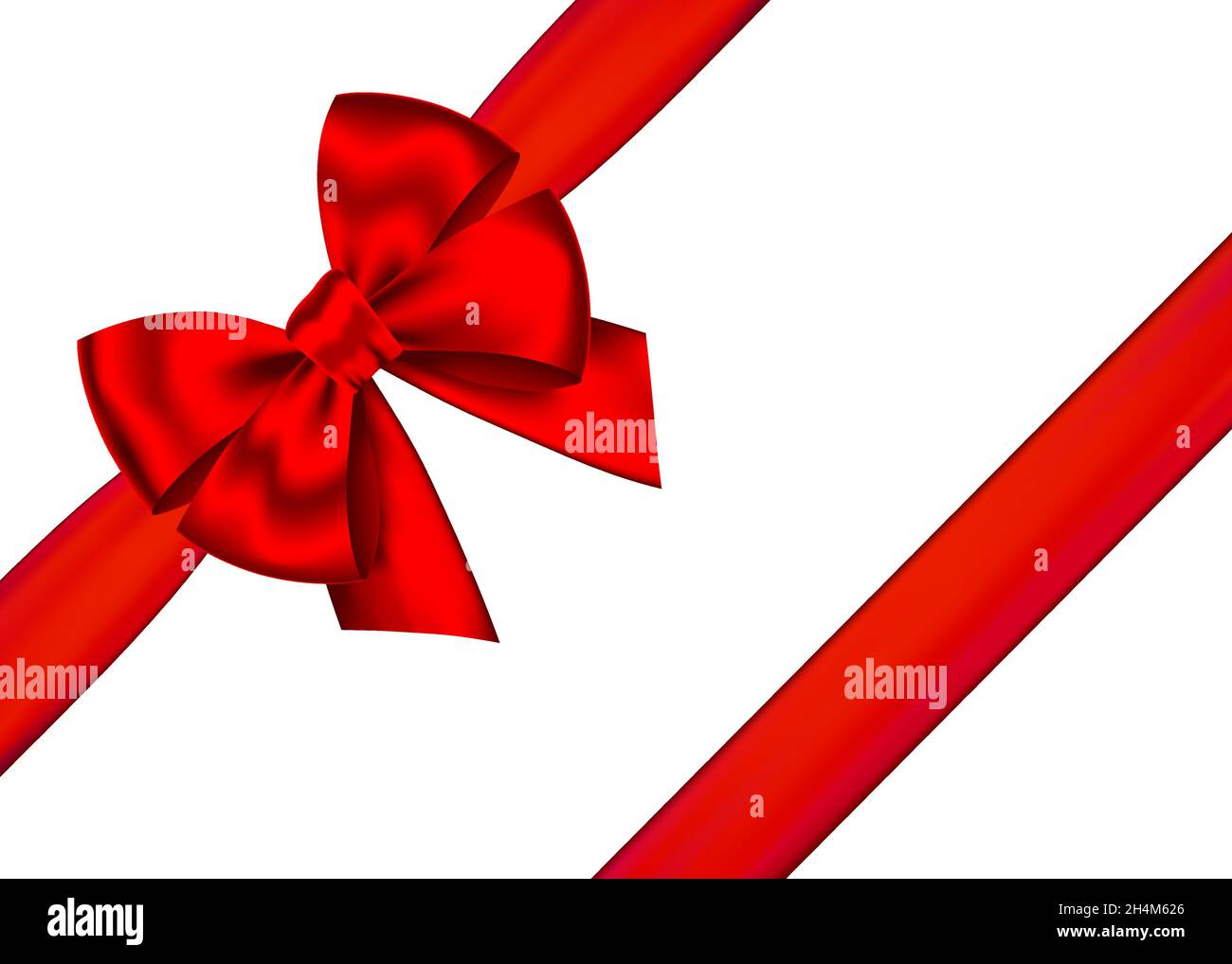 Red realistic gift bow with horizontal ribbon isolated on white ...