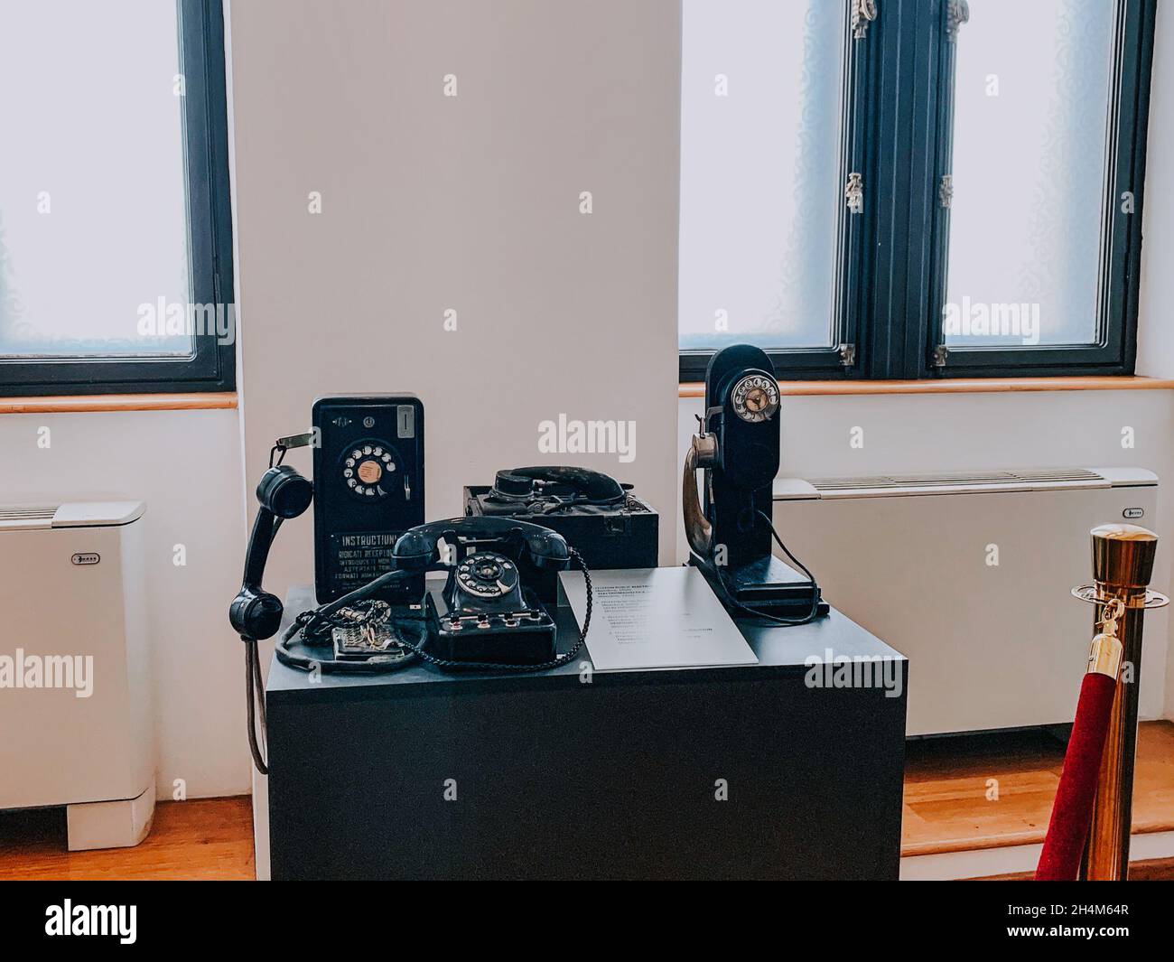 IASI, ROMANIA - Aug 19, 2021: A closeup of vintage telephones on the ...