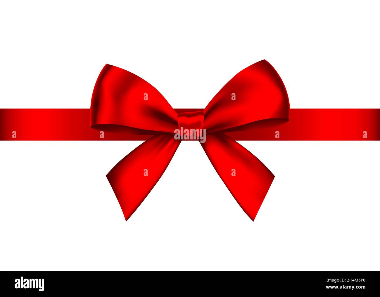 Red realistic gift bow with horizontal ribbon isolated on white ...