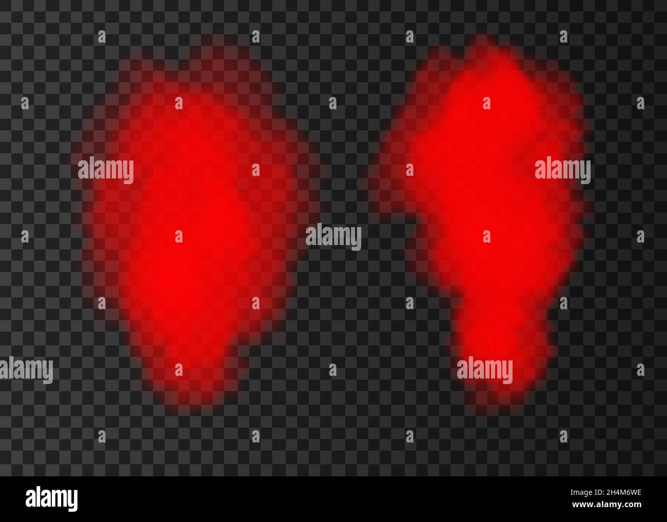 Red smoke puff collection isolated on transparent background. Steam ...