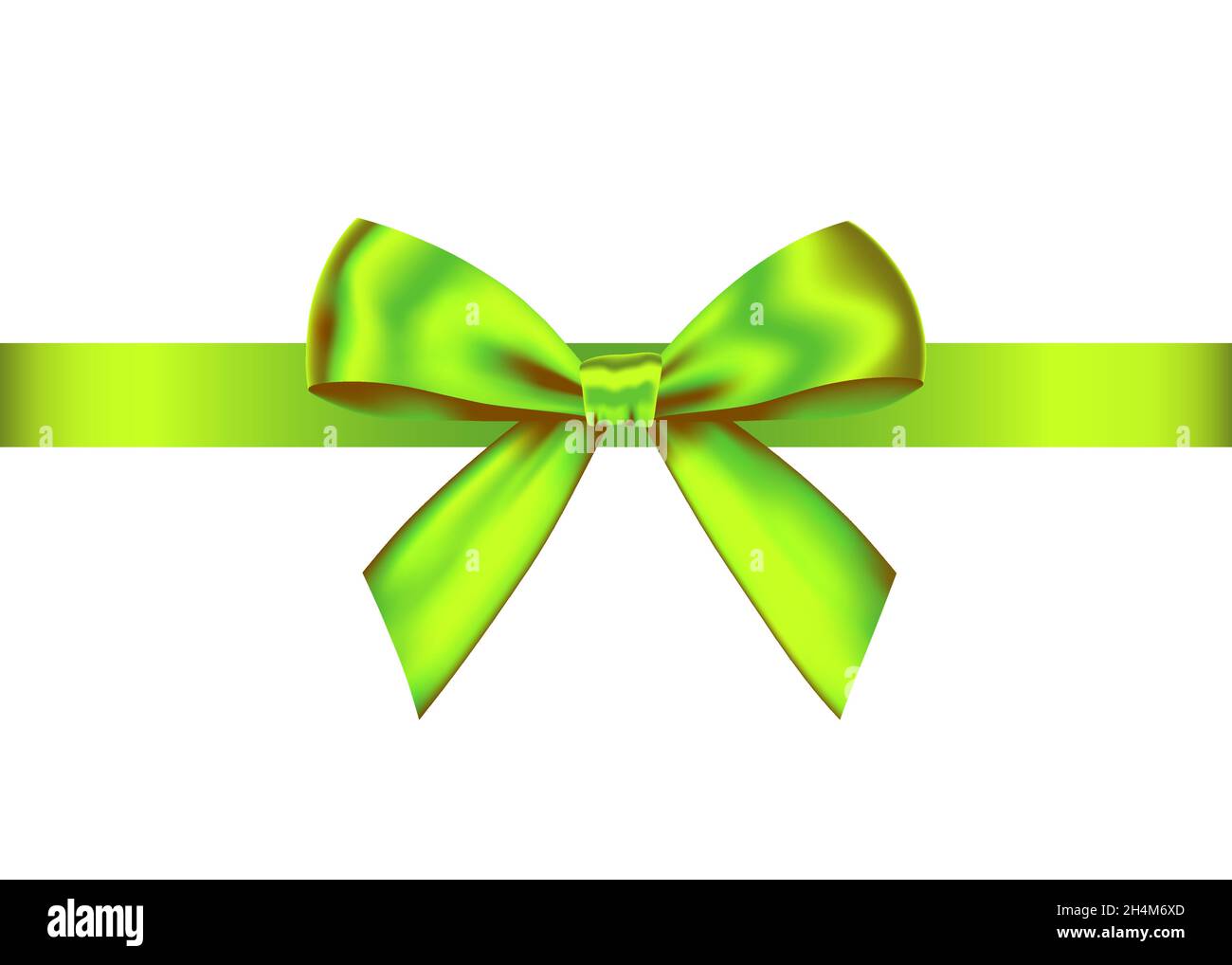 Green realistic gift bow with horizontal ribbon isolated on white ...