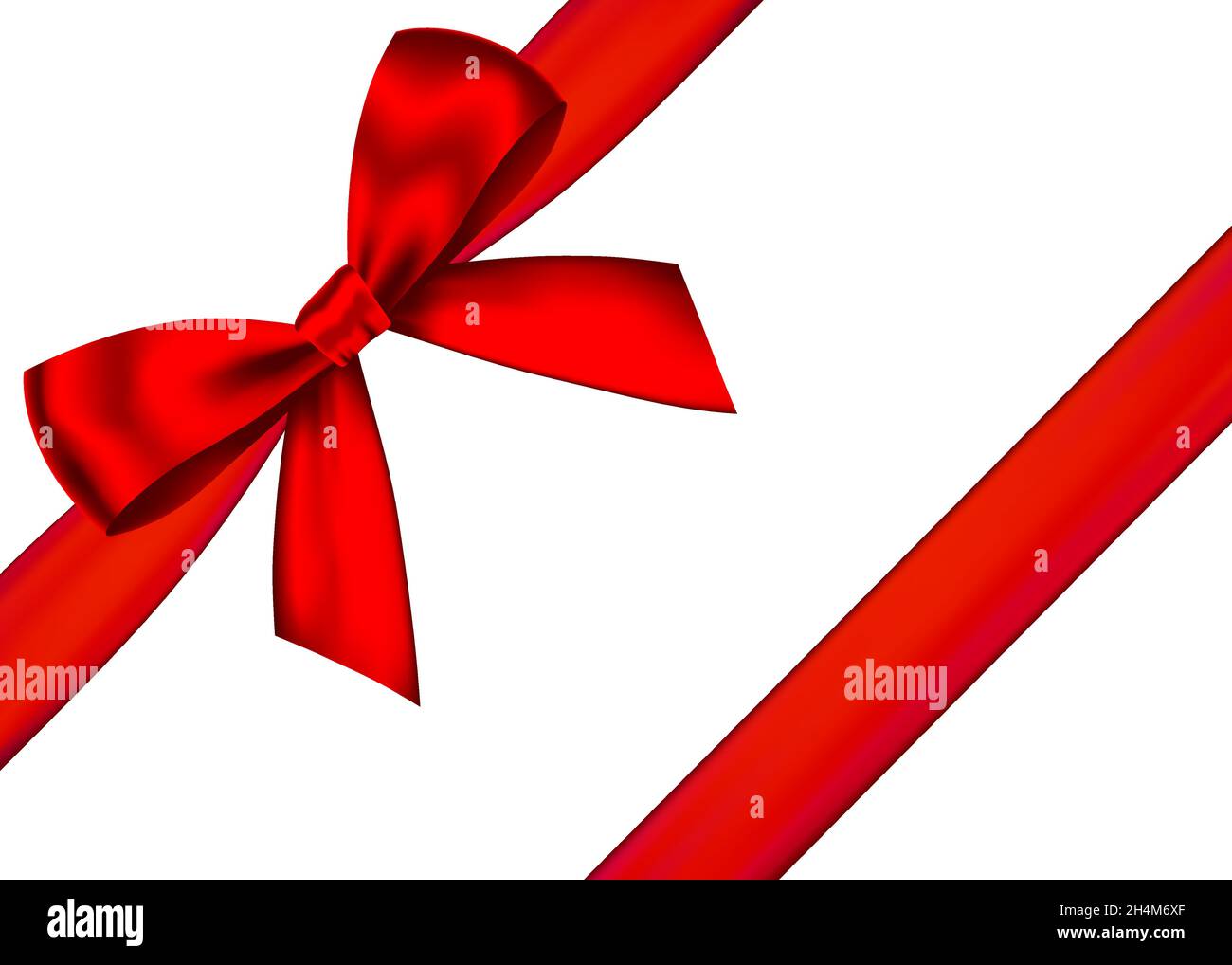 Red realistic gift bow with horizontal ribbon isolated on white ...