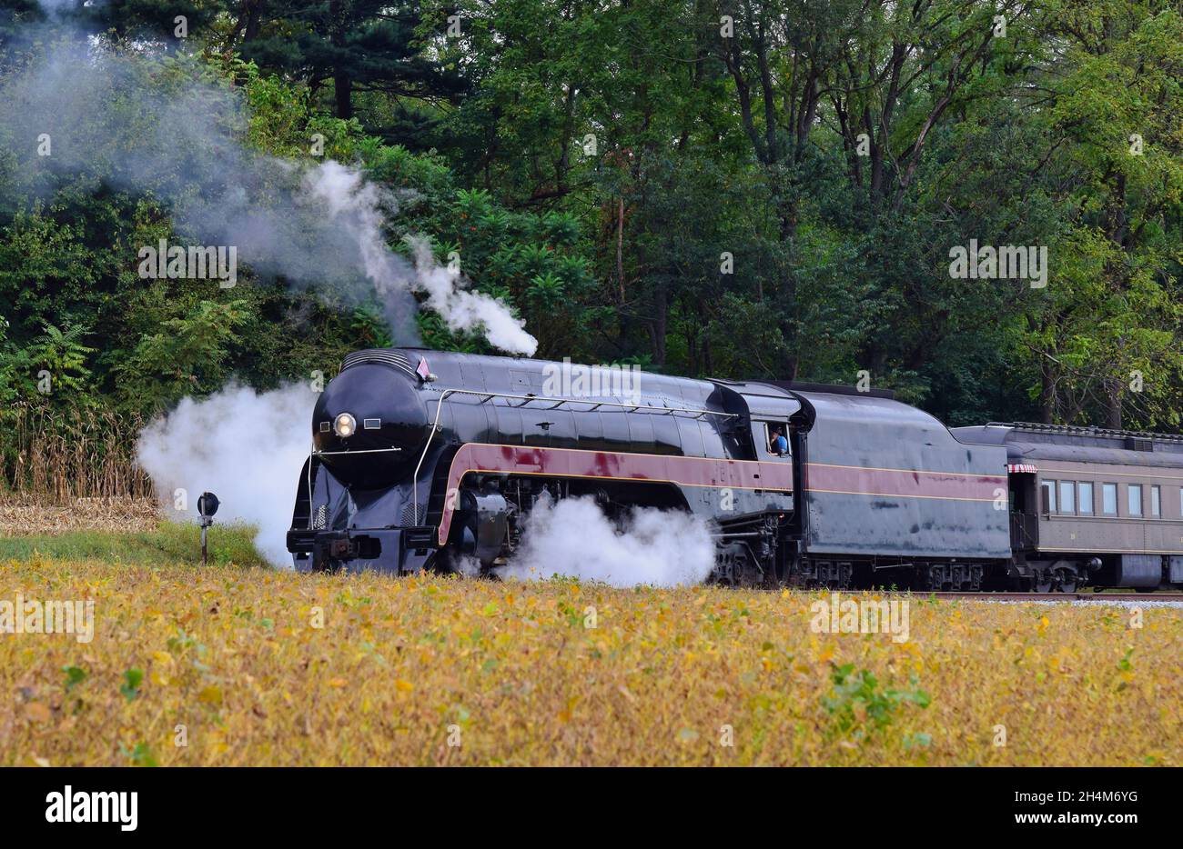 Antique Restored Steam Locomotive Steaming Up, Getting Ready to Move on ...