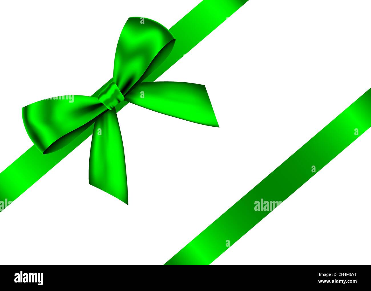 Green realistic gift bow with horizontal ribbon isolated on white ...