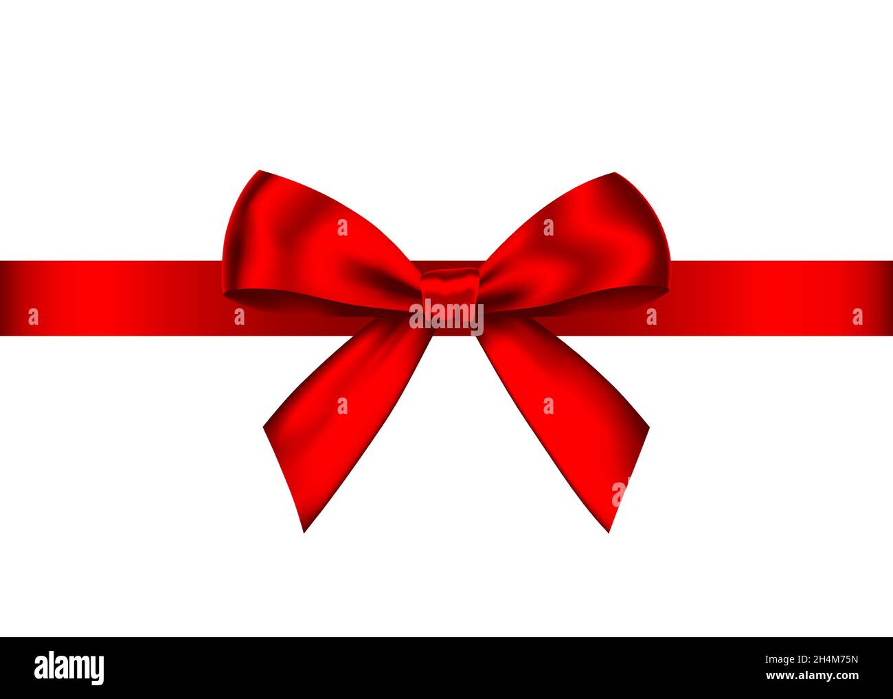Red realistic gift bow with horizontal ribbon isolated on white ...