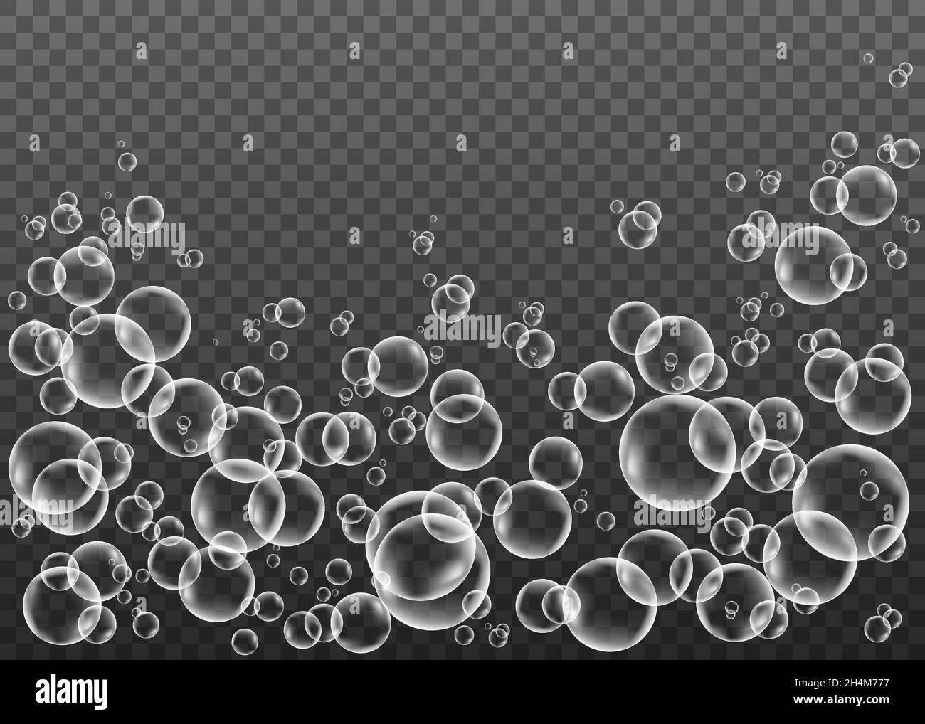 Effervescent drink. Underwater white fizzing air bubbles on black ...